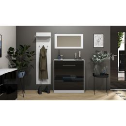 borchardt M&ouml;bel Garderoben-Set BORCHARDT M&Ouml;BEL, schwarz, Holzwerkstoff, Flur, Kastenm&ouml;bel-Sets, "Oliva, Schuhschrank, Spiegel, Garderobenpaneel"