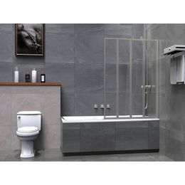 Badewannenaufsatz Welltime, B:100cm H:140cm, grau, Duschw&auml;nde, "Nassau", Badewannenfaltwand, Spritzschutzwand f&uuml;r Badewanne, Glas, 4 Elemente