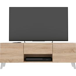 TV-Board FMD, B:140cm H:46,5cm T:34,5cm, braun, Sideboards, "Brighton", Breite 140 cm, mit und ohne Schublade