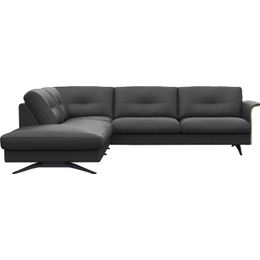 Ecksofa FLEXLUX, B:268cm H:81cm T:224cm, schwarz, 100% Echteder, Wohnzimmer, Sofas, "Glow, super bequem durch hochwertigem Sitzaufbau mit Federkern,