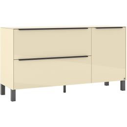 Lowboard, B:137cm H:75cm T:42cmkaschmir matt lack, glas kaschmir glanz, SET ONE BY Musterring, Glas, Holzwerkstoff, Wohnzimmer, Sideboards, "Reno",