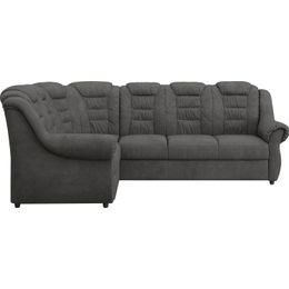 Ecksofa Home Affaire, B:266cm H:102cm T:216cm, grau, 100% Polyester, Wohnzimmer, Sofas, "Boston L-Form", mit hoher R&uuml;ckenlehne, wahlweise mit