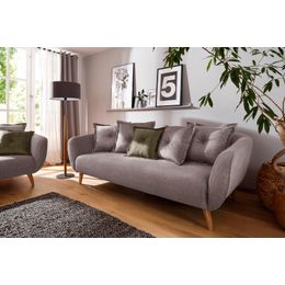 3-Sitzer Home Affaire, B:236cm H:80cm T:103cm, braun, Sofas, "Baggio modern und romantisches Design, bequem", Zierkissen inklusive