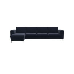Ecksofa FLEXLUX, B:295cm H:85cm T:159cm, blau, 100% Polyester, Wohnzimmer, Sofas, "Fiore, L-Form", breite Armlehnen, Kaltschaum, F&uuml;&szlig;e Alu+schwarz