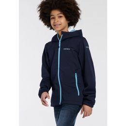 Icepeak M&auml;dchen Softshelljacke "KULM JR", blau, Gr. 176, Softshell, Obermaterial: 100% Polyester, Jacken, f&uuml;r Kinder und Jugendliche, mit Kapuze, mit