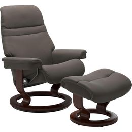 Fu&szlig;hocker stressless, B:57cm H:39cm T:40cm, grau, Leder BATICK: BATICK ist ein leicht korrigiertes, durchgef&auml;rbtes und genarbtes M&ouml;belleder, bei dem