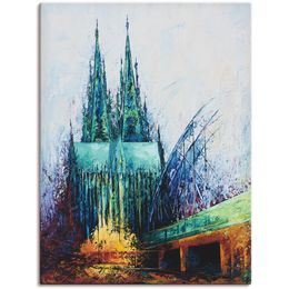 Leinwandbild Artland, B:60cm H:80cm, blau, Leinwand, Wohnzimmer, Bilder, "K&ouml;lner Dom", auf Holzrahmen gespannt