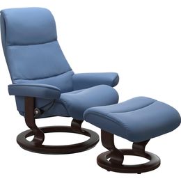 Relaxsessel stressless, B:82cm H:108cm T:81cm, blau, Wohnzimmer, Sessel, "View", mit Classic Base, Gr&ouml;&szlig;e M,Gestell Braun