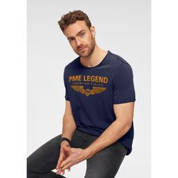 PME-Legend PME LEGEND Herren T-Shirt, blau, Gr. XXL, bedruckt, Jersey, Obermaterial: 100% Baumwolle, Shirts, mit eingefasstem Rundhalsausschnitt mit Rollkante