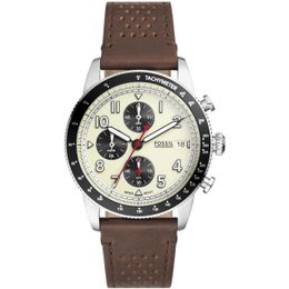 Fossil Damen Chronograph "SPORT TOURER", braun, Armbanduhren, Quarzuhr, Armbanduhr, Herrenuhr, Lederarmband, analog, Tag