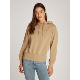 Tommy Hilfiger Damen Kapuzensweatshirt "FLAG ON CHEST MDRN HOODIE", beige, Gr. XS, unifarben, Sweatware, Obermaterial: 60% Baumwolle, 40% Polyester,