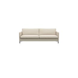 3-Sitzer FLEXLUX, B:214cm H:85cm T:92cm, wei&szlig;, 100% Echteder, Sofas, "Fiore, super Sitzkomfort durch Kaltschaum im Sitz", schmale Armlehnen, F&uuml;&szlig;e