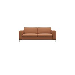 2,5-Sitzer FLEXLUX, B:196cm H:85cm T:92cm, braun, 100% Echteder, Sofas, "Fiore, super Sitzkomfort durch Kaltschaum im Sitz", breite Armlehnen, F&uuml;&szlig;e