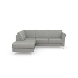 Sit & More Ecksofa SIT & MORE, B:248cm H:87cm T:213cm, silber, Wohnzimmer, Sofas, "Visby L-Form", Wahlweise mit Bettfunktion und Stauraum, frei im Raum stellbar
