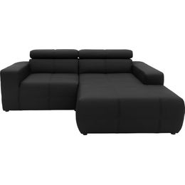 Ecksofa DOMO collection, B:214cm H:80cm T:175cm, schwarz, Luxus-Kunstleder;100% Polyurethan, Wohnzimmer, Sofas, "Brandon, inkl. Kopfteilverstellung,