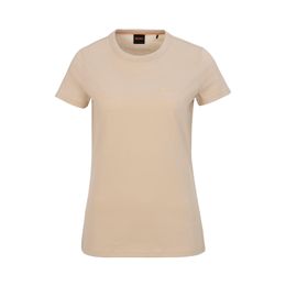 BOSS Orange Damen T-Shirt "Elogo0 Premium Damenmode", beige, Gr. L, unifarben, Single Jersey, Obermaterial: 100% Baumwolle, Shirts, mit Graphic