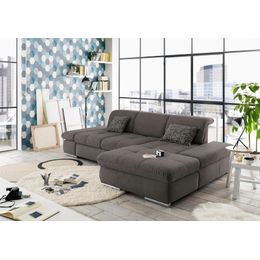 Ecksofa, B:284cm H:80cm T:190cm, braun, SET ONE BY Musterring, Wohnzimmer, Sofas, "SO4100 V", mit verstellbaren Kopfteilen, wahlweise mit Funktionen,
