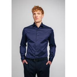 Eterna Herren Langarmhemd "SLIM FIT", blau, Gr. 40, Twill, 100% Baumwolle, Hemden, NON IRON (b&uuml;gelfrei)