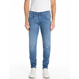 Replay Damen Slim-fit-Jeans "Anbass", blau, Gr. 34, Denim/Jeans, Obermaterial: 50% Baumwolle, 44% Modal, 4% Elastomultiester, 2% Elasthan, Jeans