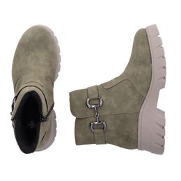 Rieker Damen Winterstiefelette, Gr. 36, gr&uuml;n, Lederimitat, Schuhe, Winterboots, Plateausohle, mit Zierschnalle und Innenrei&szlig;verschluss