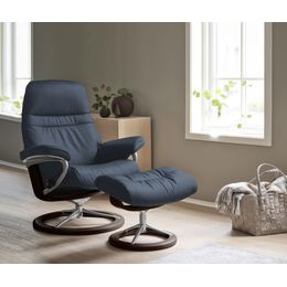 Fu&szlig;hocker stressless, B:57cm H:42cm T:40cm, blau, Leder BATICK: BATICK ist ein leicht korrigiertes, durchgef&auml;rbtes und genarbtes M&ouml;belleder, bei dem