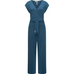 Ragwear Damen Jumpsuit "Goldea", blau, Gr. XXL, Material: 70% Modal, 30% Polyester, Overalls, Langer Damen Overall mit Bindeg&uuml;rtel