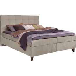Boxspringbett Alina, B:180cm L:212cm, beige, Samt ENF (95% Polyester, 5% Polyamid), Jugendzimmer, Komplettbetten, "Neomi", inklusive Matratze und