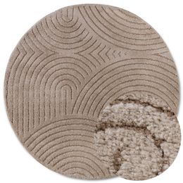Designteppich ELLE DECORATION, H:14mm &Oslash;:160cm, grau, Polyester, Polypropylen (PP), Teppiche, "Cosy Panglao, auch als Rundteppich erh&auml;ltlich", uni