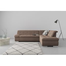 Ecksofa DOMO collection, B:271cm H:80cm T:213cm, braun, Struktur fein 100% Polyester;Chenilleoptik 100% Polyester, Wohnzimmer, Sofas, "Mona L-Form