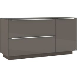 Lowboard, B:137cm H:71cm T:42cm, grau, SET ONE BY Musterring, Glas, Holzwerkstoff, Wohnzimmer, Sideboards, "Reno", Mit Sockel in diversen Farben, 71
