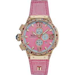 Haemmer Germany Damen Chronograph "EMINENT", rosa, Armbanduhren, Quarzuhr, Damenuhr, Datum, Stoppfunktion, Saphirglas, Lederarmband