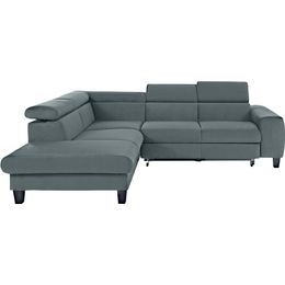 Ecksofa COTTA, B:249cm H:75cm T:207cm, grau, Microfaser PRIMABELLE (100% Polyester);Flachgewebe (100% Polyester);Samtvelours (100% Polyester),