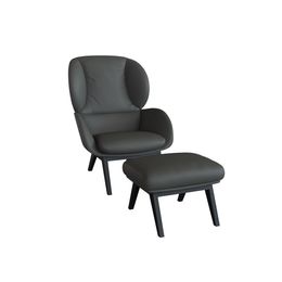 Ohrensessel FLEXLUX, B:78cm H:100cm T:96cm, grau, 100% Echteder, Sessel, "Adria Designsessel, Loungesessel", Stil & Komfort, organische Form, Fu&szlig;