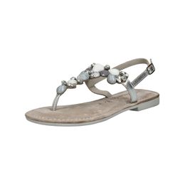 Tamaris Damen Zehentrenner "Tamaris Sandalen Veloursleder/Textil", Gr. 37, silber, Textil, Veloursleder, Schuhe
