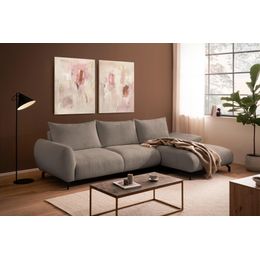 Ecksofa OTTO HOME "KELLIE, L-Form, 315 cm, verstellbare Armlehne, Metallf&uuml;&szlig;e", taupe, B:315cm H:93cm T:169cm, Sofas, Ecksofa, wahlweise Recamiere links o. rechts, Chenille-Stoff, hoher Sitzkomfort