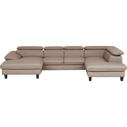 Wohnlandschaft Home Affaire, B:331cm T:108cm, beige, Sofas, "Pilot U-Form", mit Kopfteilverstellung, wahlweise mit Bettfunktion & Bettkasten