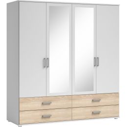 Dreht&uuml;renschrank Schlafkontor, B:180cm H:190cm T:51cm, wei&szlig;, Melamin, Schr&auml;nke, "Ivar Kleiderschrank mit Spiegel", inklusive 2 Spiegelt&uuml;ren und 2