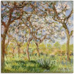 Leinwandbild Artland, B:100cm H:100cm, gr&uuml;n, Leinwand, Wohnzimmer, Bilder, "Fr&uuml;hling in Giverny.", auf Holzrahmen gespannt