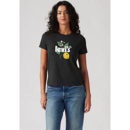 Levi's LEVI'S Damen T-Shirt "LSE THE PERFECT T"lemon mv logo almond, Gr. XS, bedruckt, Single Jersey, Obermaterial: 100% Baumwolle, Shirts,