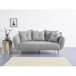 2,5-Sitzer Home Affaire, B:196cm H:80cm T:103cm, grau, Sofas, "Baggio modern und romantisches Design, bequem", Zierkissen inklusive