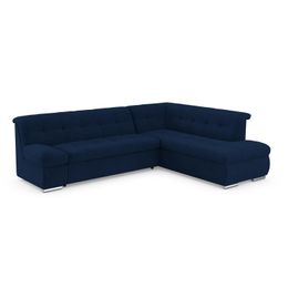 Ecksofa DOMO collection, B:271cm H:80cm T:213cm, blau, Struktur fein 100% Polyester;Chenilleoptik 100% Polyester, Wohnzimmer, Sofas, "Mona L-Form