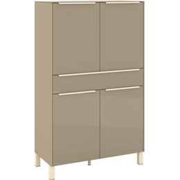 Highboard "Reno", taupe matt lack, glas taupe glanz, B:92cm H:152cm T:42cm, Glas, Holzwerkstoff, SET ONE BY Musterring, Sideboards, Highboard, Mit Vierkantfu&szlig; in diversen Farben, 152 cm H&ouml;he & Farbauswahl