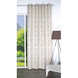 Vorhang Home Wohnideen, B:140cm H:245cm, beige, Polyester, Wohnzimmer, Gardinen, "LENNY", HxB: 245x140, Dekostoff Jacquardgemustert