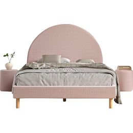 Schlafzimmer-Set Vipack, B:147cm H:132cm T:212cm, rosa, Polyester, Schlafzimmerm&ouml;bel-Sets, "Moon, best. aus Polsterbett 140/200 und 2