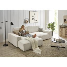 Ecksofa Home Affaire, B:284cm H:90cm T:195cm, beige, 100% Polyester, Wohnzimmer, Sofas, "NEU: SHERWOOD XXL 284, Big-Sofa L-Form, tiefe Sitzfl&auml;che 95
