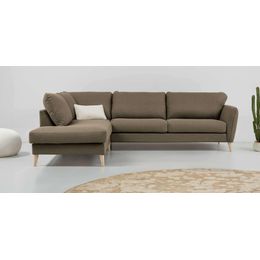 Ecksofa Home Affaire, B:278cm H:88cm T:202cm, braun, 100% Polyester, Wohnzimmer, Sofas, "MARSEILLE 278/202 cm, L-Form, Ottom. rechts/links,
