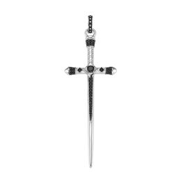 Herren Kreuzanh&auml;nger "Schwert mit schwarzen Spinellen, Silber 925", 7,5cm, Silber 925 (Sterlingsilber)silber, Giorgio Martello MILANO, Silber 925