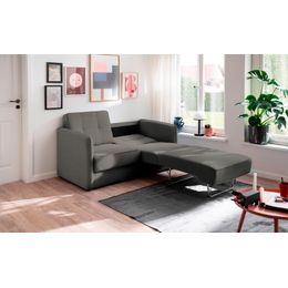 Schlafsofa Home Affaire, B:147cm H:89cm T:87cm, grau, 100% Polyester, Wohnzimmer, Sofas, "Milano", zwei einzeln ausziehbare Liegefunktionen