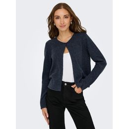 Jacqueline de Yong JDY Damen Strickjacke "JDYRUE LIFE L/S ONEBUTTON CARDI KNT NOOS", blau, Gr. XS, meliert, unifarben, Strick, Obermaterial: 51% Polyester, 46%