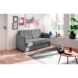Schlafsofa Home Affaire, B:147cm H:89cm T:87cm, grau, 100% Polyester, Wohnzimmer, Sofas, "Milano", zwei einzeln ausziehbare Liegefunktionen